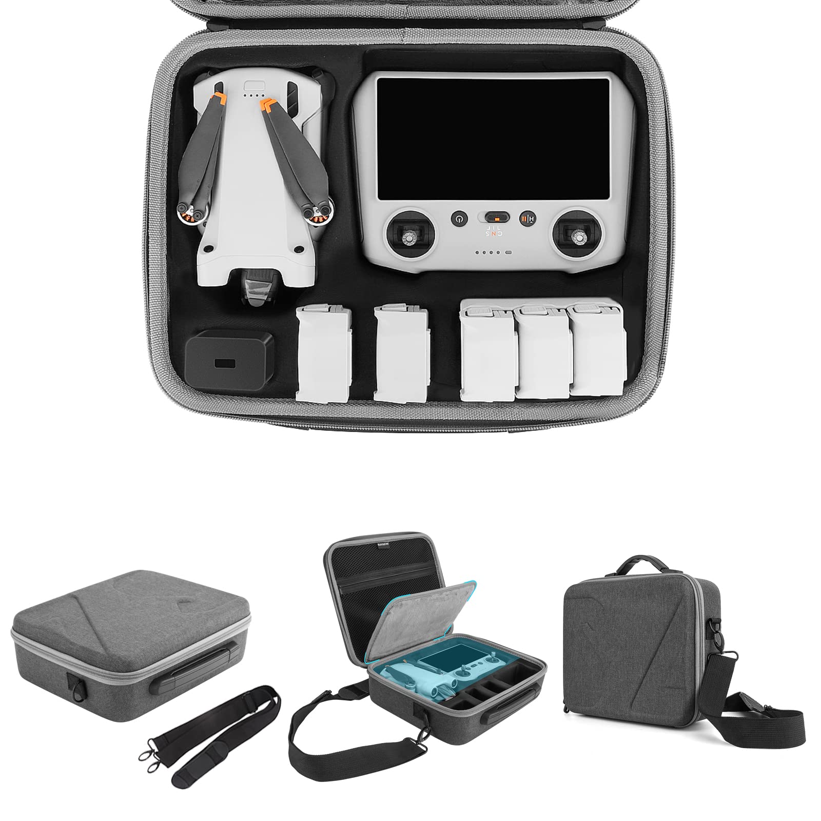 Mirvyagr Mini 3 Pro Portable Carrying Case,6 Batteries Storage Space,Large Capacity Travel Bag Compatible With DJI Mini 3 Pro Accessories(RC/RC-N1)