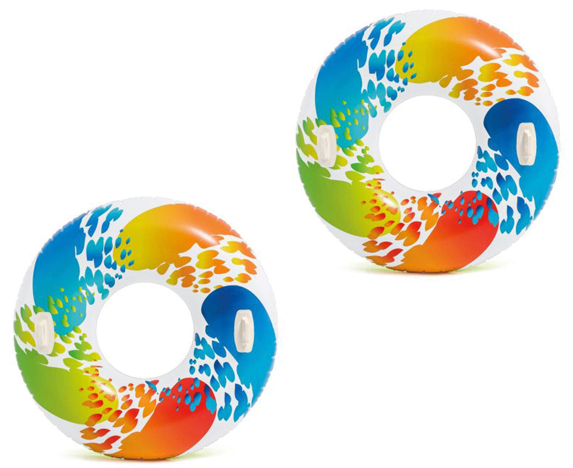 Intex 58202EP Inflatable 47 Inch Colorful Adult Whirl Tube Swimming Pool Raft Float w/Carry Handles and Repair Kit, Color and Style May Vary (2 Pack)
