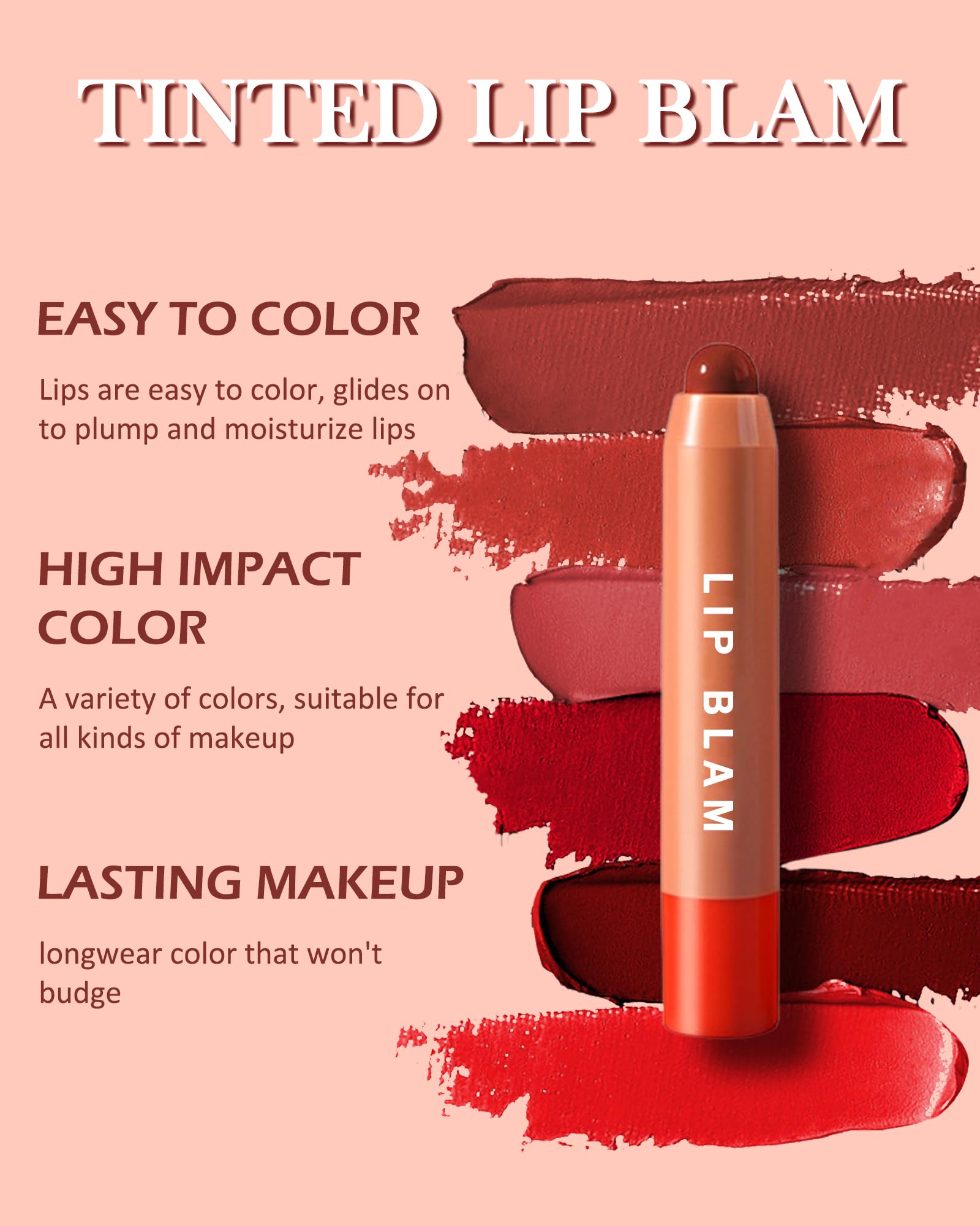 Hydrating Tinted Lip Balm Set-3Pcs Natural Gloss Lip Balm Plumper,Long Lasting Lipgloss Creamy Lipstick,Lightweight High-Pigment Lip Stain Pen Lip Crayon Stick, Christmas Makeup Gift for Women-Set A