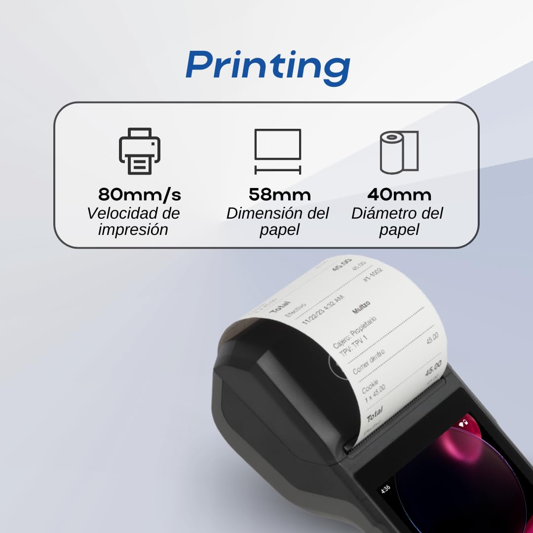 POS PDA H10 Receipt Printer Android 13 and 58mm High Speed Thermal Printer 5.5β Touch Screen. Handheld Mobil Point of Sale Tablet. Scan 1D/2D/QR barcodes and NFC. 2GB Ram+16GB ROM
