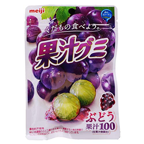 Japanese Gummy Candy Meiji Snacks,Fruit juice 100%,Peache,Grape,Mandarin Oranges,1.79 ounce×3 Packs