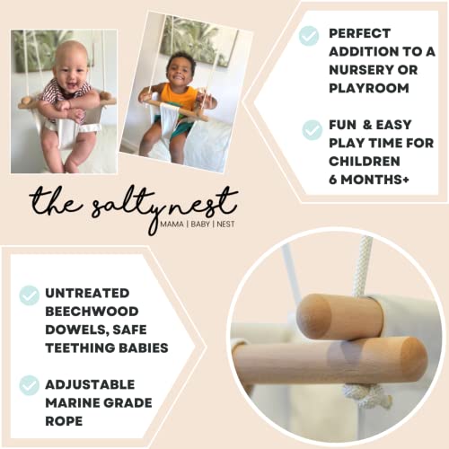 Indoor Swing | Hanging Baby Swing Seat | Secure Safety Belt and Mounting Hardware Included | Fun Secure Canvas Hammock Chair Indoor Toddler Toy (Coconut White)