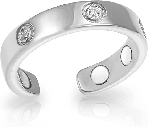 MagnetRX® Magnetic Ring Women - Elegant Crystal Ring - Magnet Rings Women (Silver | Ring Size: 8)