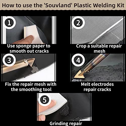 Plastic Welder, 110V/100W Plastic Welding Kit, Plastic Soldering kit for Bumper Kayak Repair-With 100 Rods,3 Tips,6 Wire Mesh,1 Volume Tin Wire,2 Sandpaper,1 Stand,1 Metal Brush,1 Screwdriver (White)