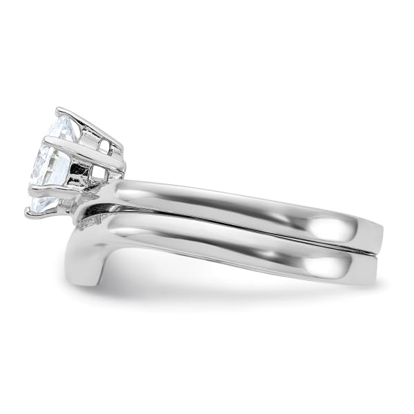 IceCarats 925 Sterling Silver Cubic Zirconia CZ Wedding Band Engagement Ring Bridal Jewelry Set