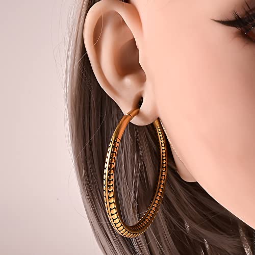 Maxbott 2 PCS Stainless Steel Retro Circle Ear Hanger Weights for Stretched Ears Gauges Plugs Body Piercing Jewelry (6G (4mm), Gold)