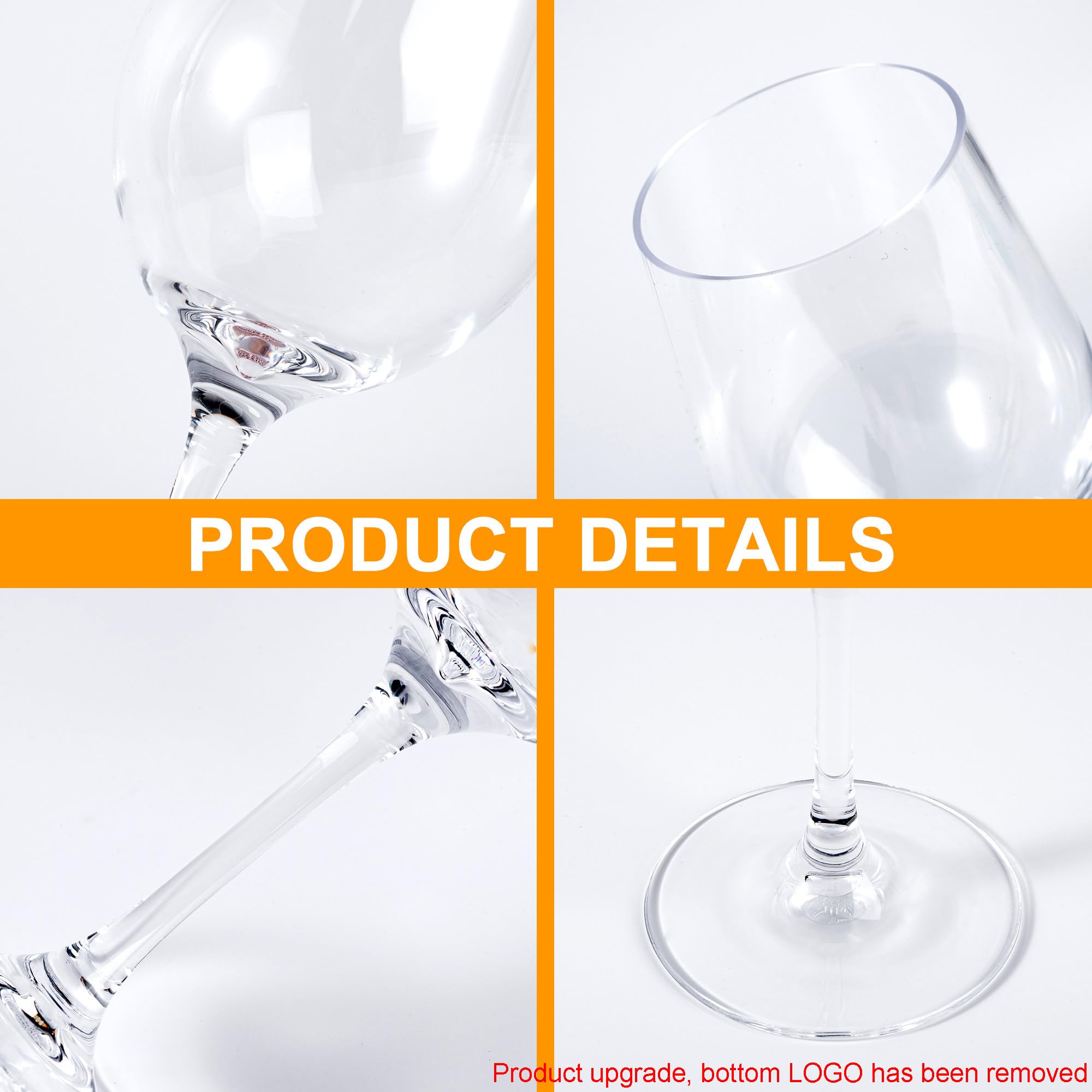 KX-WARE Classic Acrylic All-Purpose Wine Glasses, 19-ounce Plastic Stem Wine Glasses, set of 6 Clear