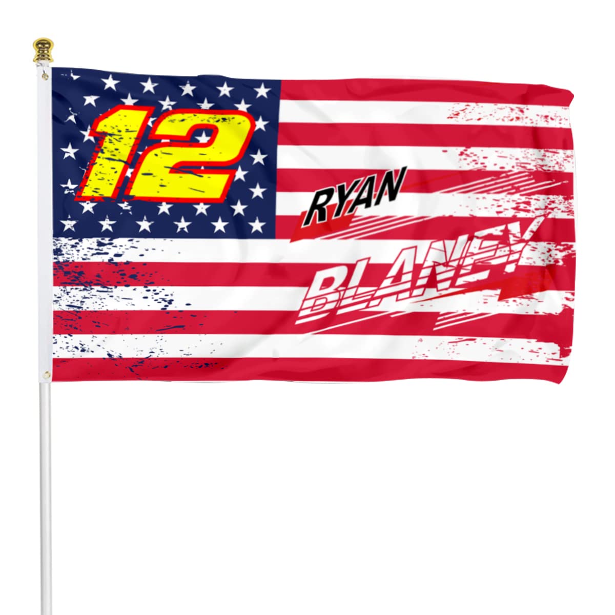 Hiuynn checked flag Ryan Blaney #12 House Garden Lawn Indoor Outdoor Flag 3x5Feet decor