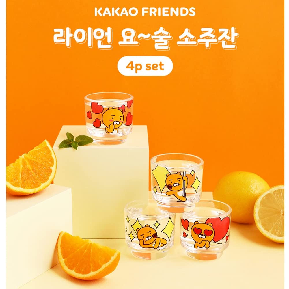 Kakao Ryan Soju Glasses Magic Alternating Temperature Soju Shot Glass set of 4