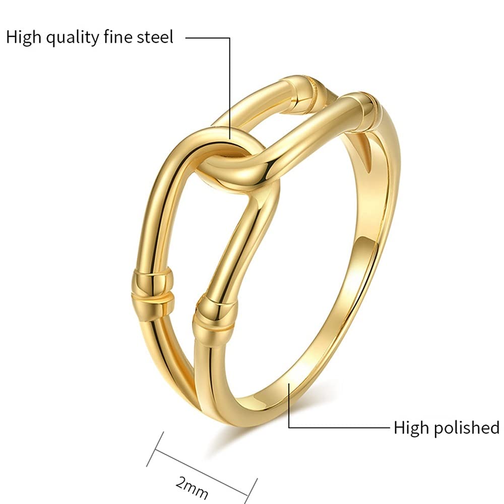 Jude Jewelers Stainless Steel Wave Knotted Chain Infinity Classic Plain Promise Statement Anniversary Ring (Gold, 13)