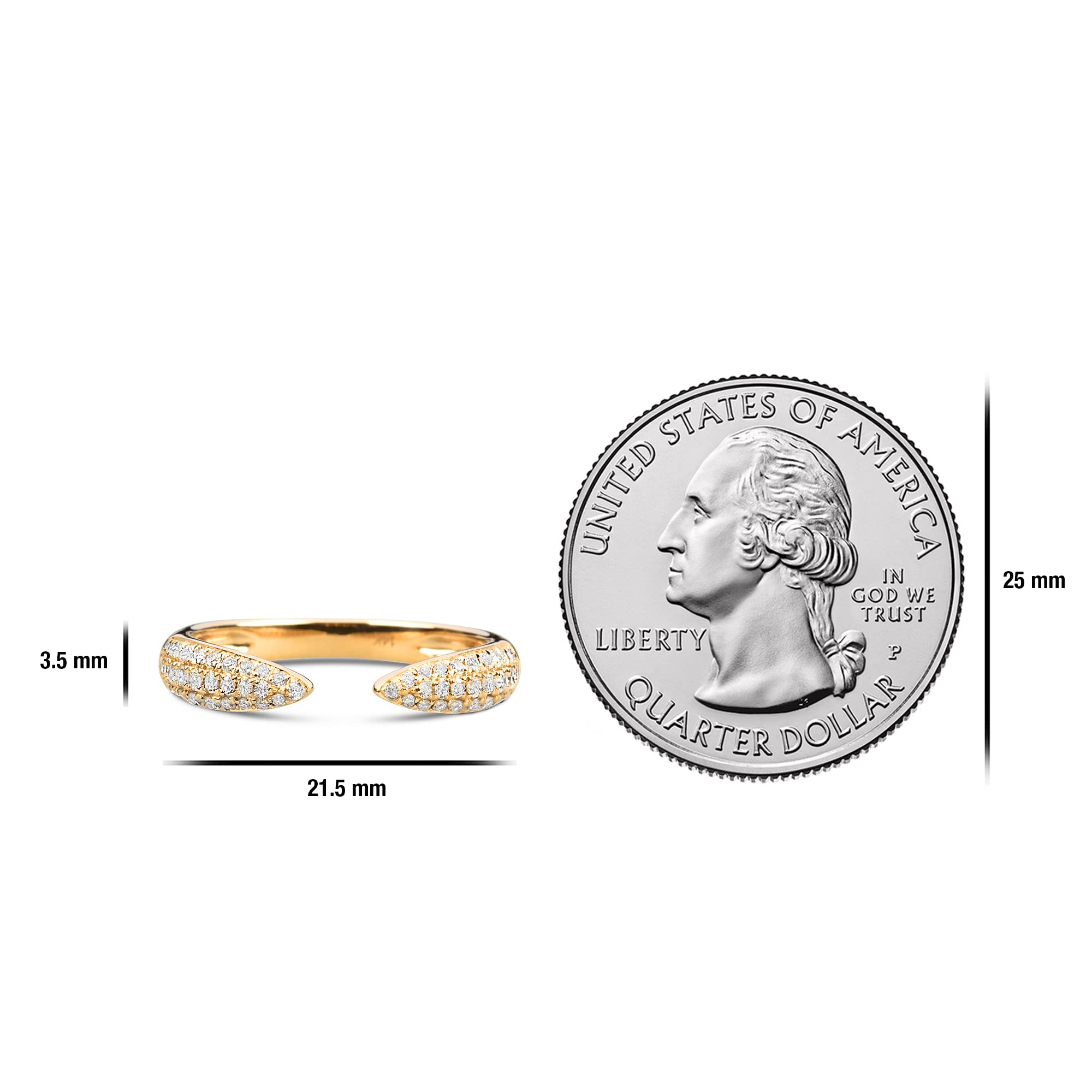 JULIETTE COLLECTION 14K Yellow Gold Diamond Open Claw Ring for Women - Size 6
