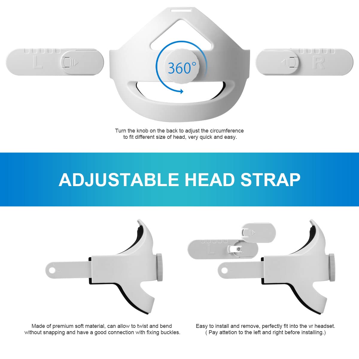 LANMU Adjustable Head Strap Compatible with Oculus/Meta Quest 2, Replacement Elite Strap for Enhanced Support and Comfort in VR