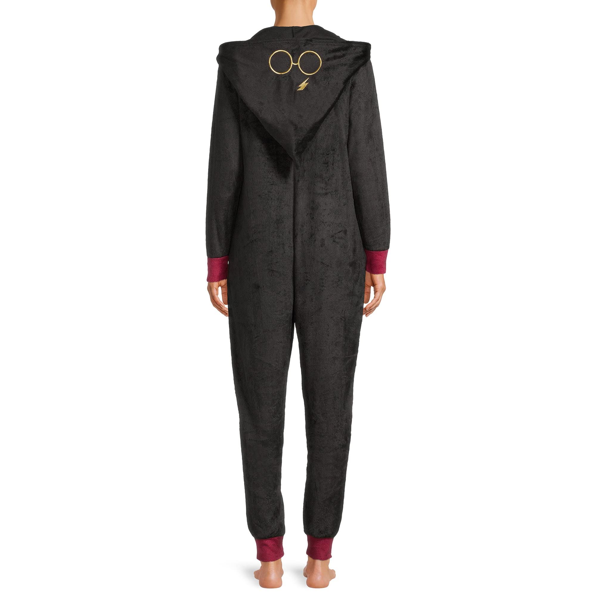 Harry Potter Women's Hooded Gryffindor Fleece Pyjamas Union Suit, Black, Medium