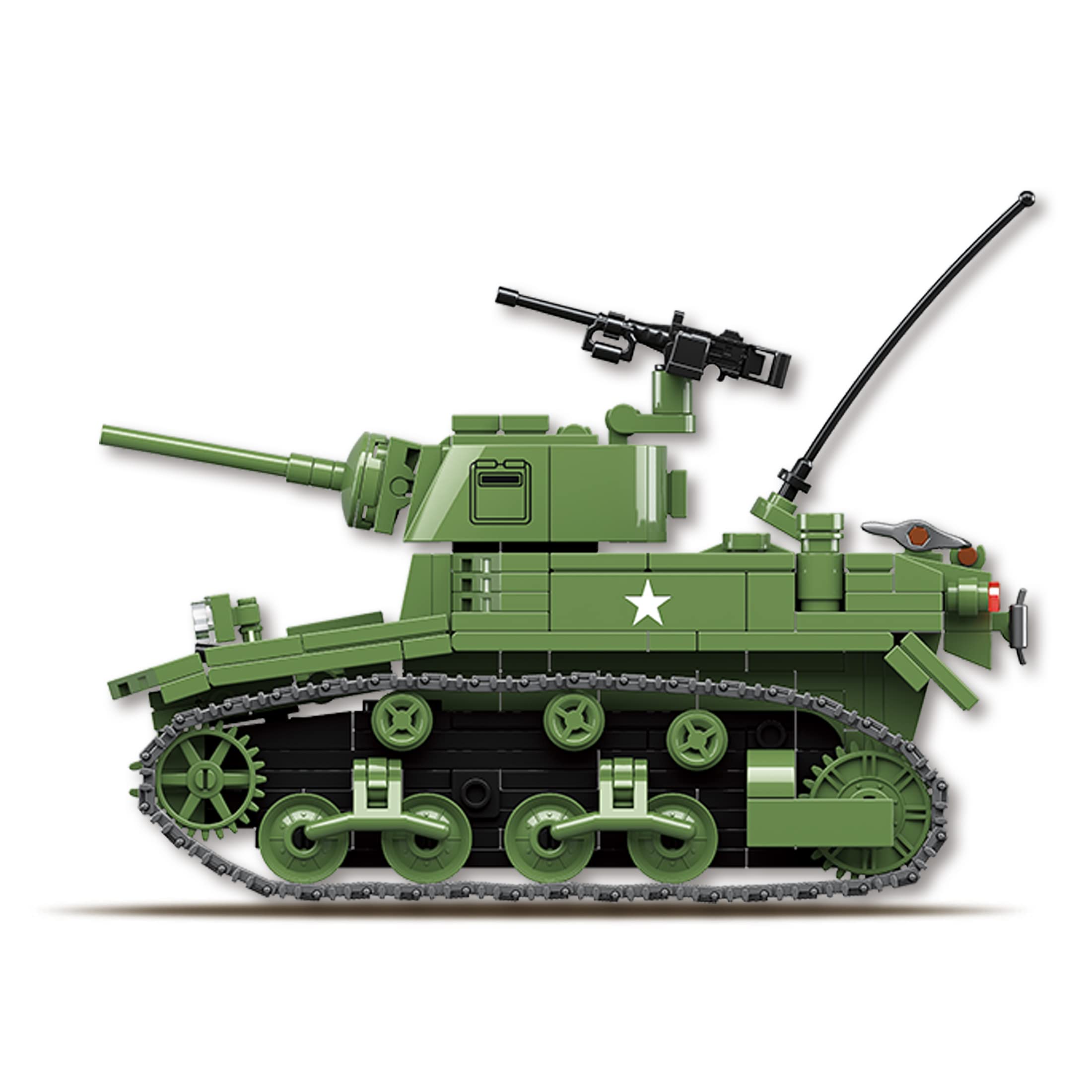 NOSTEA Technics M3A1 Tank Building Bricks, with Weapons and Solidiers, 601 pcs, WW2 Military Tank Toy Compatible with Lego