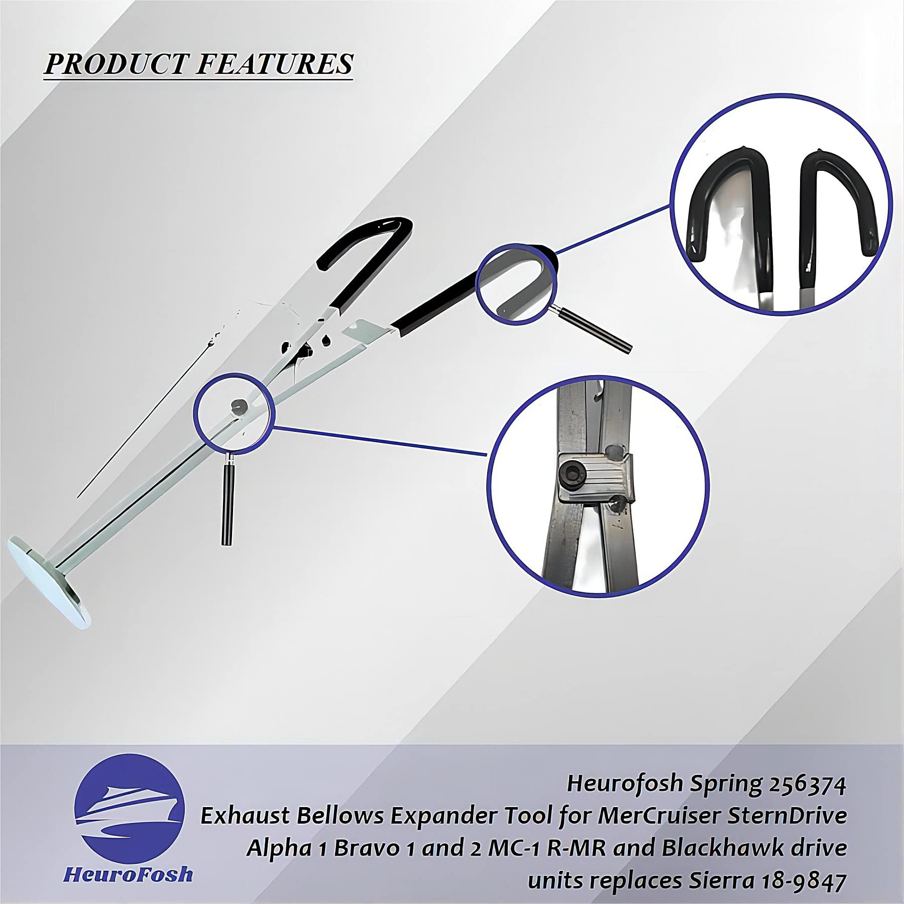 HeuroFosh 45497A1 Exhaust Bellows Expander Tool for Mercury Marine MerCruiser Stern Drive Alpha 1 Bravo 1 and 2 MC-1 R-MR and Blackhawk drive units 8M0096108 Sierra 18-9847