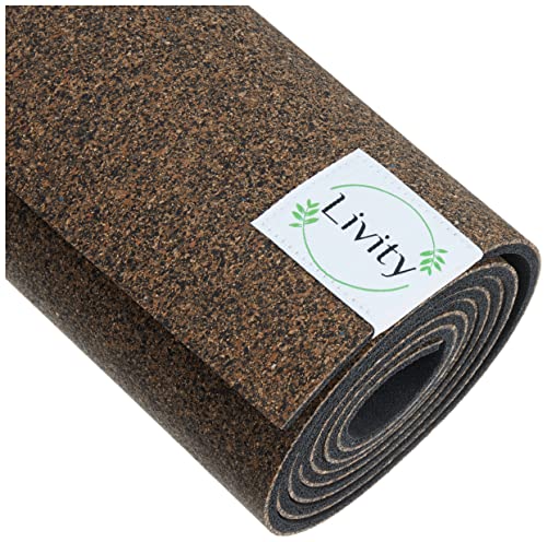 Livity Yoga - Mandala Cork Yoga Mat, Durable & Non-Slip Workout Mat, Cork Exercise Mat with Beautiful Mandala Design & Alignment Points, 74 x 24 x 0.2 inches