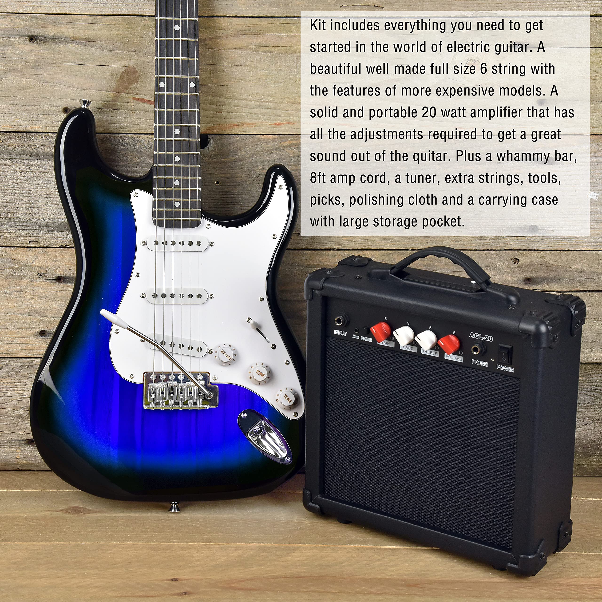 Master Play 39 Inch Electric Guitar,For Kids/beginner With Complete Starter Kit, 20 Watt Amp, 6 Extra String, Picks, Gig Bag, Shoulder Strap, Digital tuner, Cable, Wash Cloth