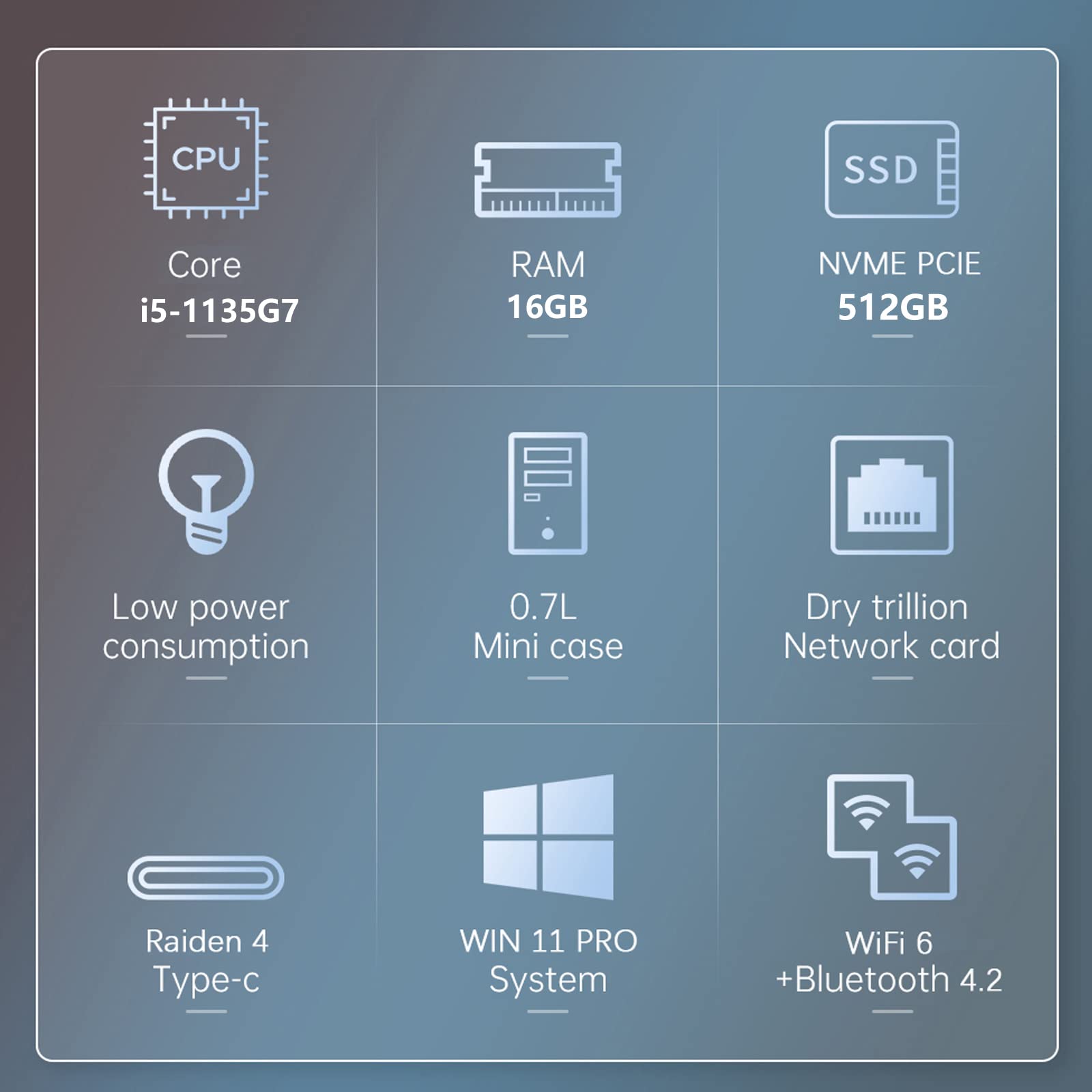 Laitnin Mingar 2S Mini PC, Core i5-1135G7- (Up to 4.2 GHz) 4C/8T, 16GB DDR4 RAM+512GB NVME SSD Mini Computer, Windows 11 Pro PC Desktop, 4K@60HZ/WiFi 6/BT4.2/Thunderbolt 4 Small Desktop Computer