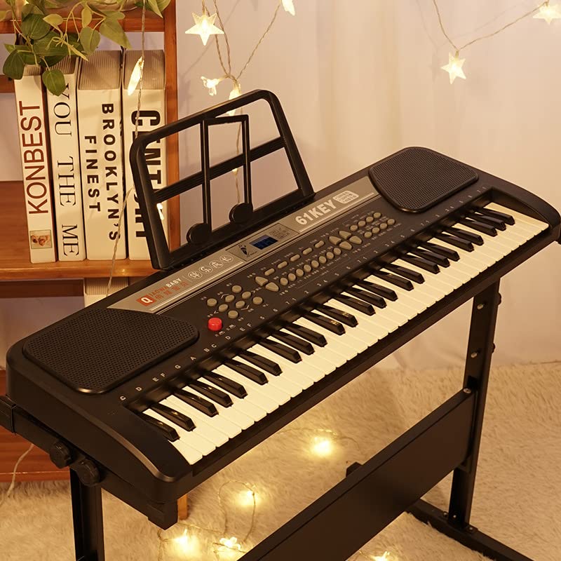 iMeshbean 61 Key Music Electronic Keyboard Electric Digital Piano Organ w/Stand Optional (Pink keyboard with stand)