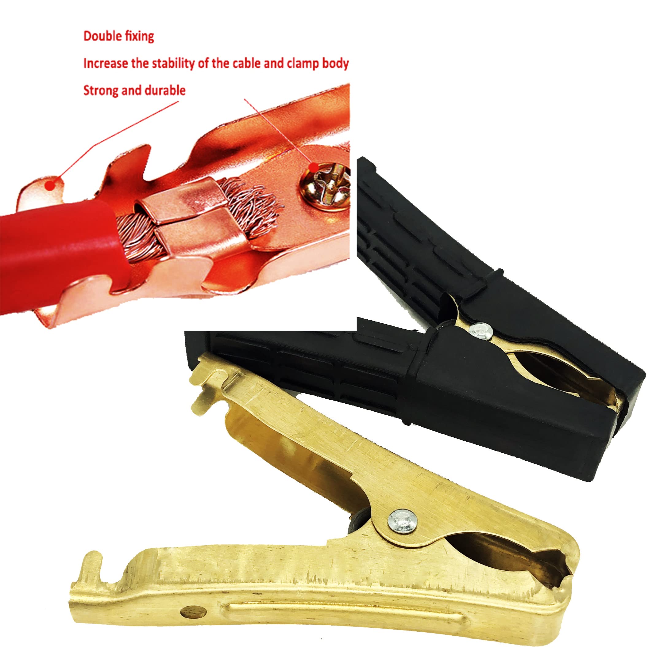 Jumper Cable Battery Clamps Crocodile Clamp brass Clamps 100A/800A/1500A Car Battery Charger Clamps Power Replacement Battery Alligator Clips Jumper Cables Clamp-S(100-500A)