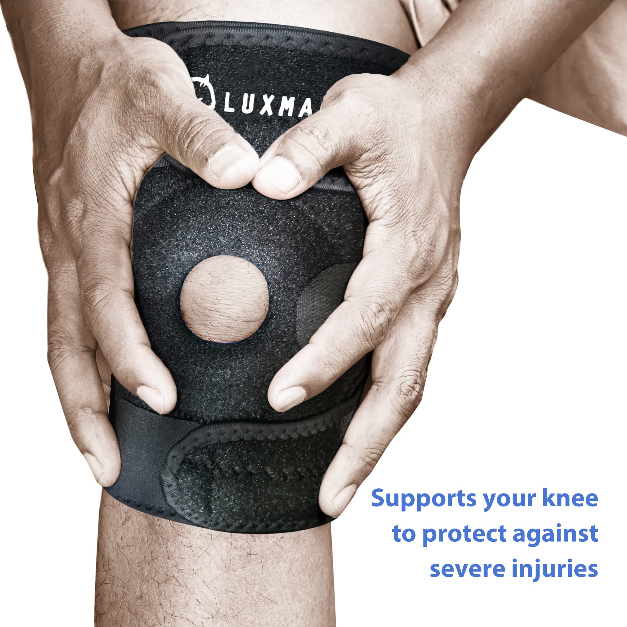 LUXMARS Knee Brace, Knee Support for Knee Pain Meniscus Tear ACL MCL Adjustable Knee Support for Men and Women Black