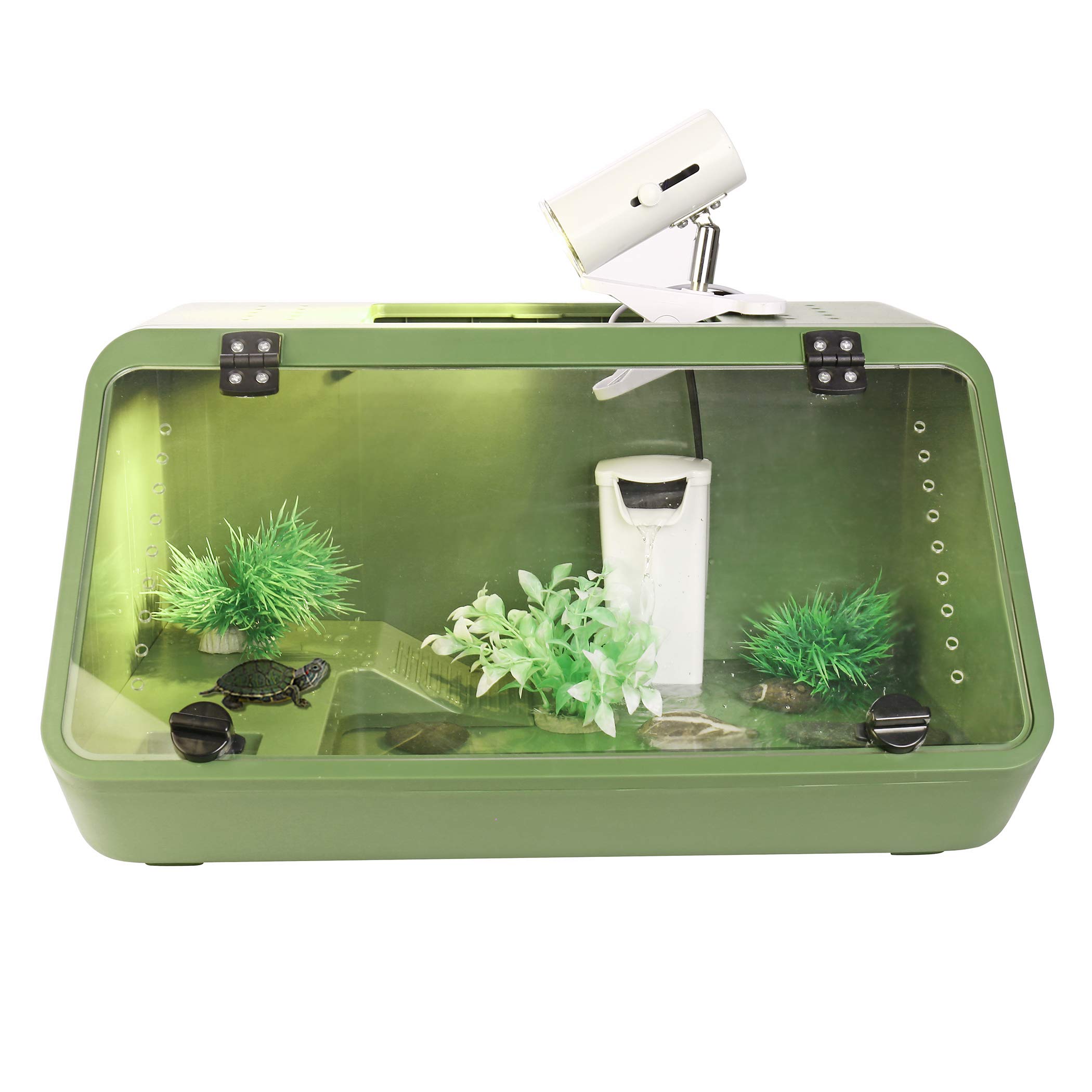 Large Reptile Tank – An Aquarium with a See-Through, Easy Access Front Panel Door | Habitat for Small Reptiles like Young Bearded Dragons, Lizards, Small Snakes and More |19''x10''x10'' with Food Tray