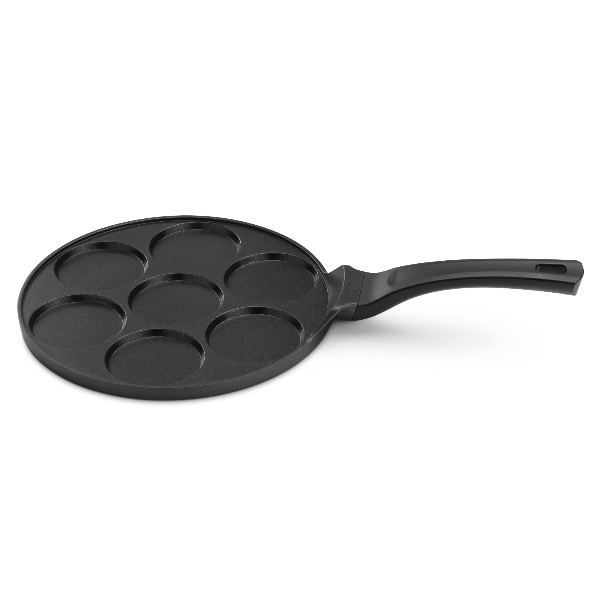 Navaris Mini Pancake Pan - 7-Section Pancake Maker for 3" Pancakes - 10 5/8" Diameter Nonstick Griddle - Skillet for Stove Frying Eggs and Crepes