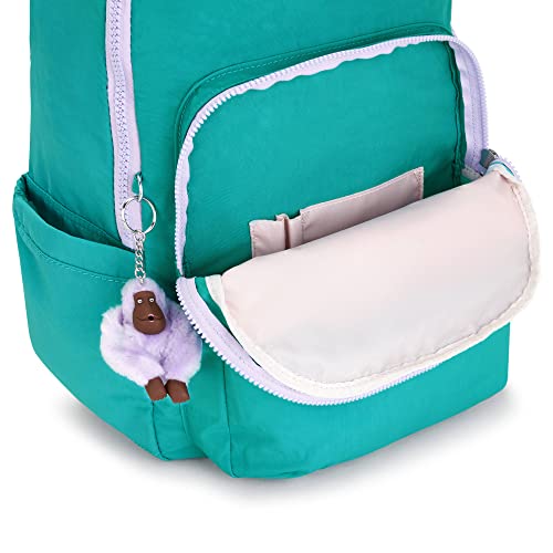 Kipling Women's Seoul 15" Laptop Backpack, Durable, Roomy with Padded Shoulder Straps, Built-in Protective Sleeve, Surfer Blue C, 13.75''L x 17.25''H x 8''D