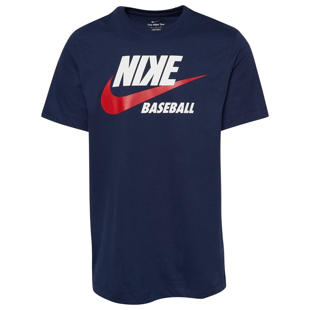 Nike Men's Futura Baseball T-Shirt (Navy/Red, Large)