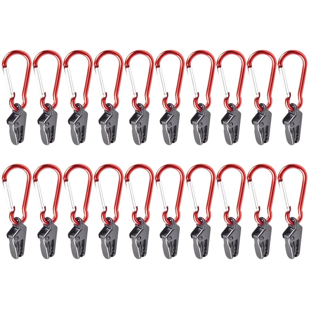 LMMDDP Waterproof Thumb Screw Tent Clamp Outdoor Tent Awning Fixing Clamp with Carabiner Hook Wind Rope Snap Clips Buckle