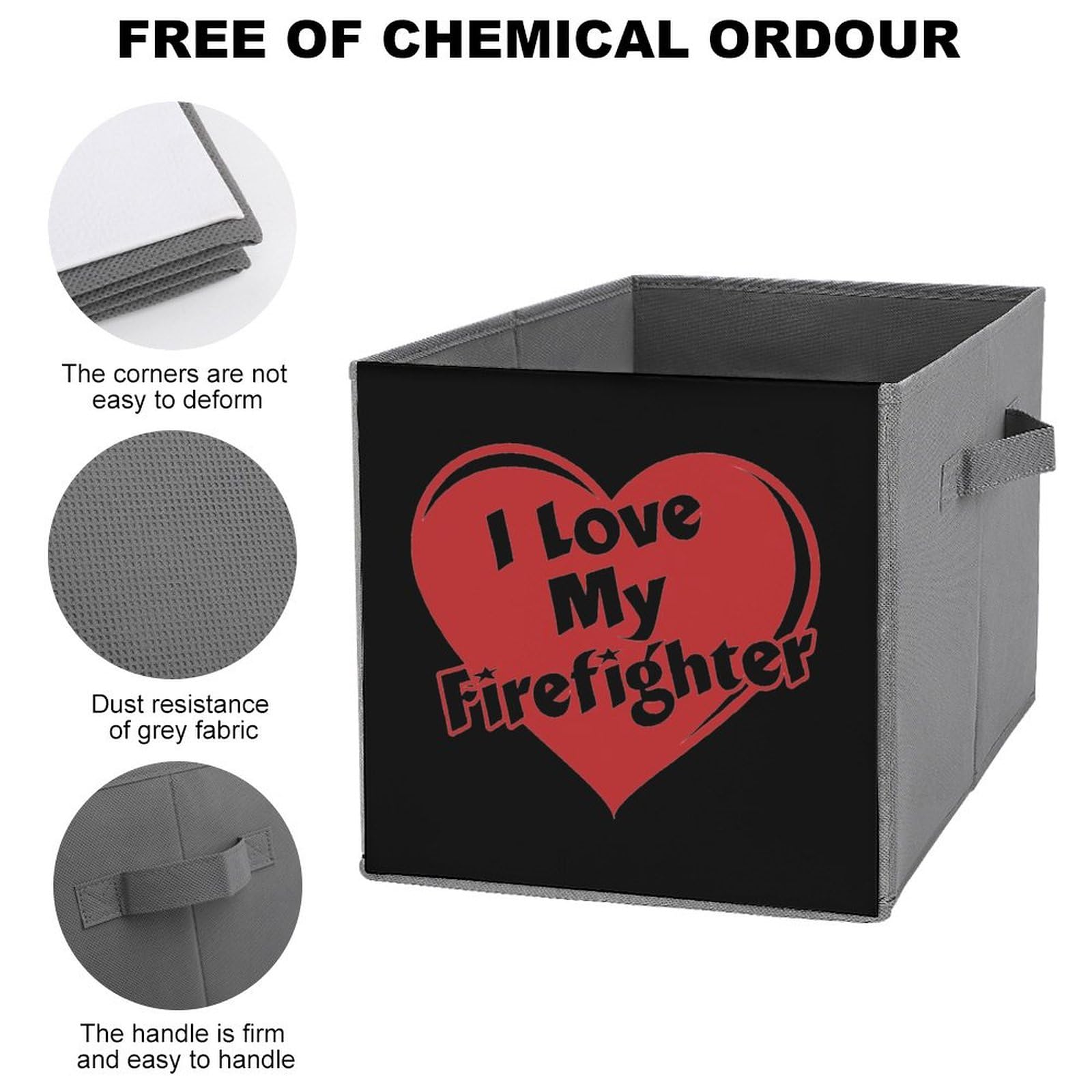 I Love My Firefighter Storage Cubes with Handles Foldable Fabric Bins Organizing Baskets for Shelves Closet