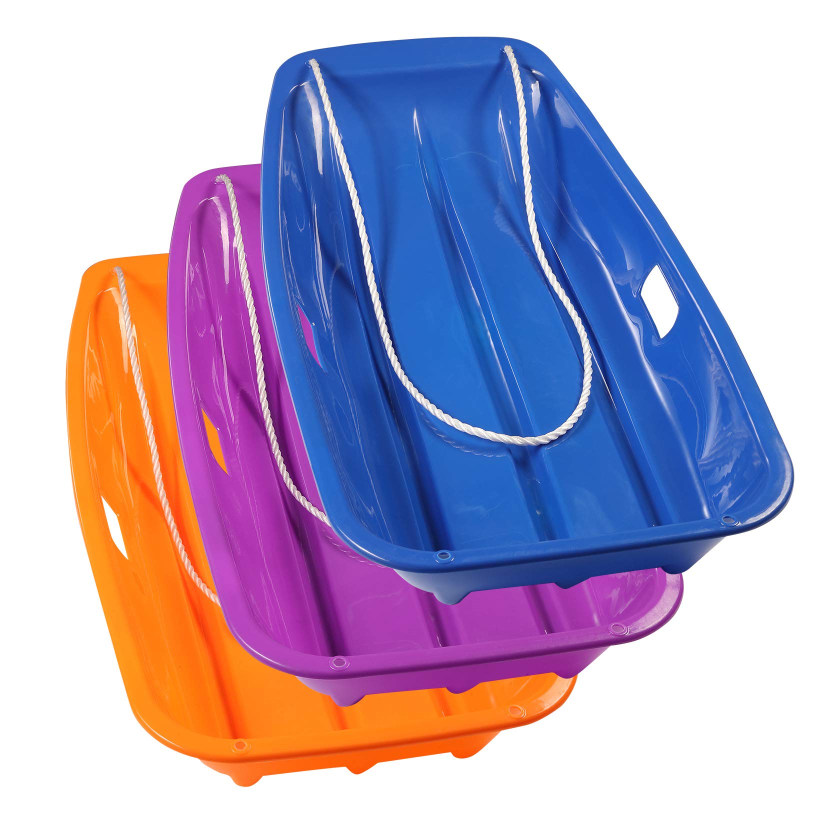 Kremorv Downhill Toboggan Snow Sleds for Kids 35" Long with Handles Pull Rope