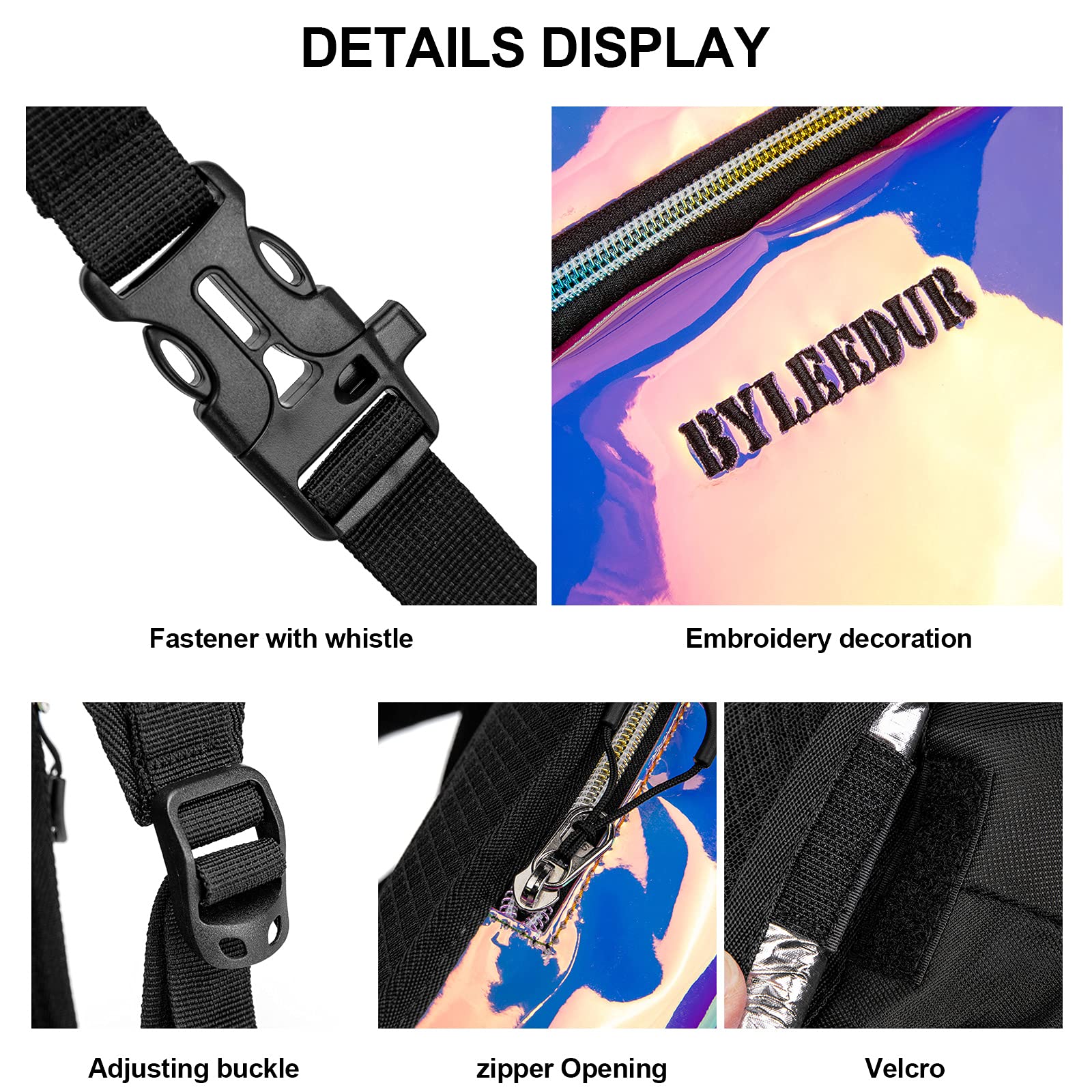 Hydration Backpack with 2L Water Bladder for Men & Women Suitable for Festivals, Raves, Hiking, Biking, Climbing, Running, Outdoors and More (Holographic - Purple)