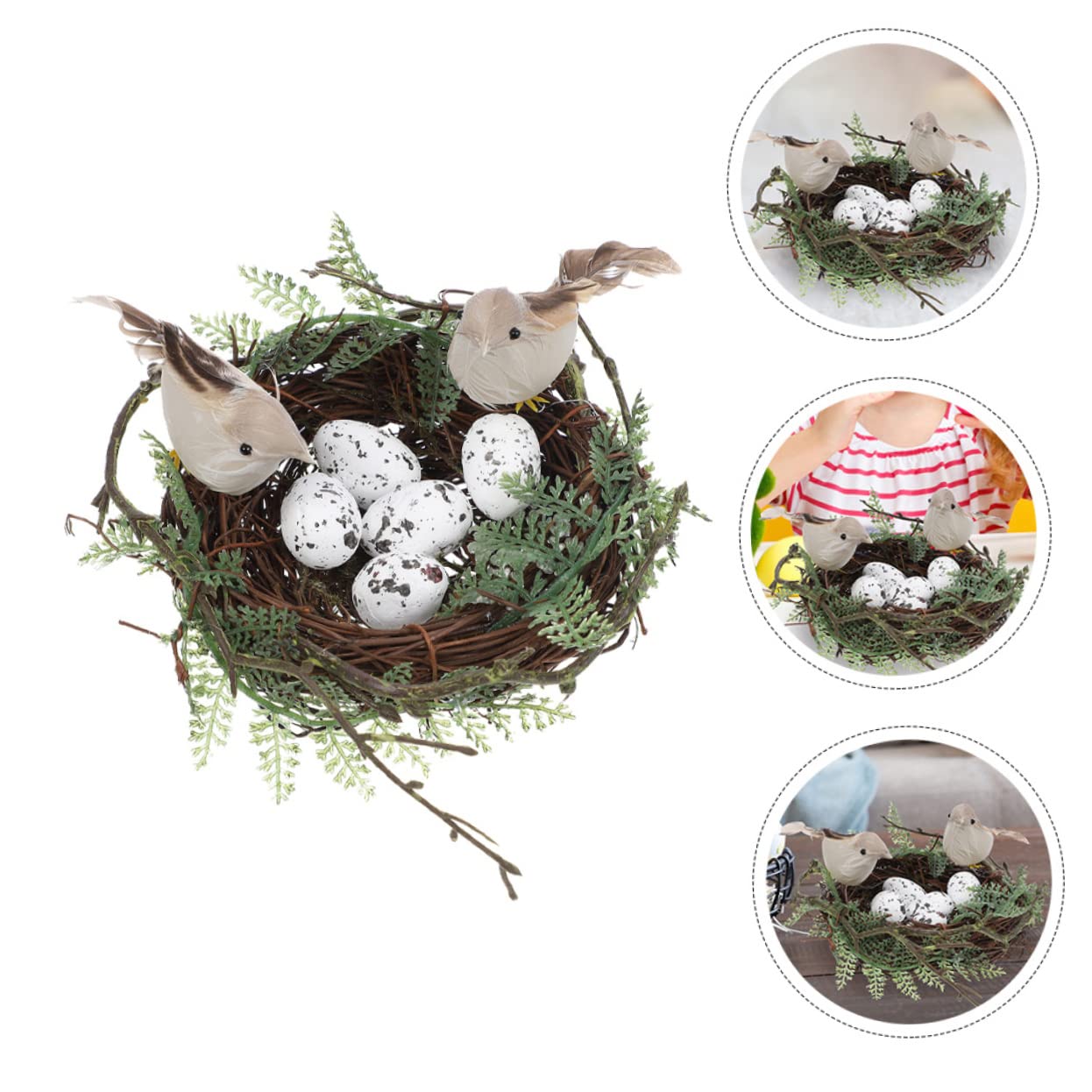 IMIKEYA 1 Set Bird nest Set Christmas Tree Decorations Christmas Tree Ornaments Christmas Decor Fake Birds Easter Eggs Nativity Decor Bird nest with Eggs Decor Bird Christmas Ornaments