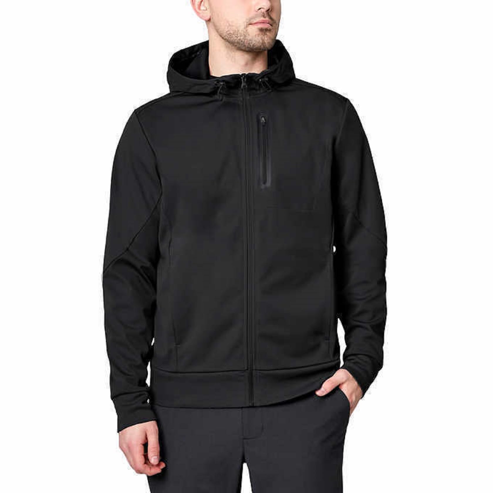 Mondetta Men's Full Zip Hooded Active Jacket (X-Large, Black)