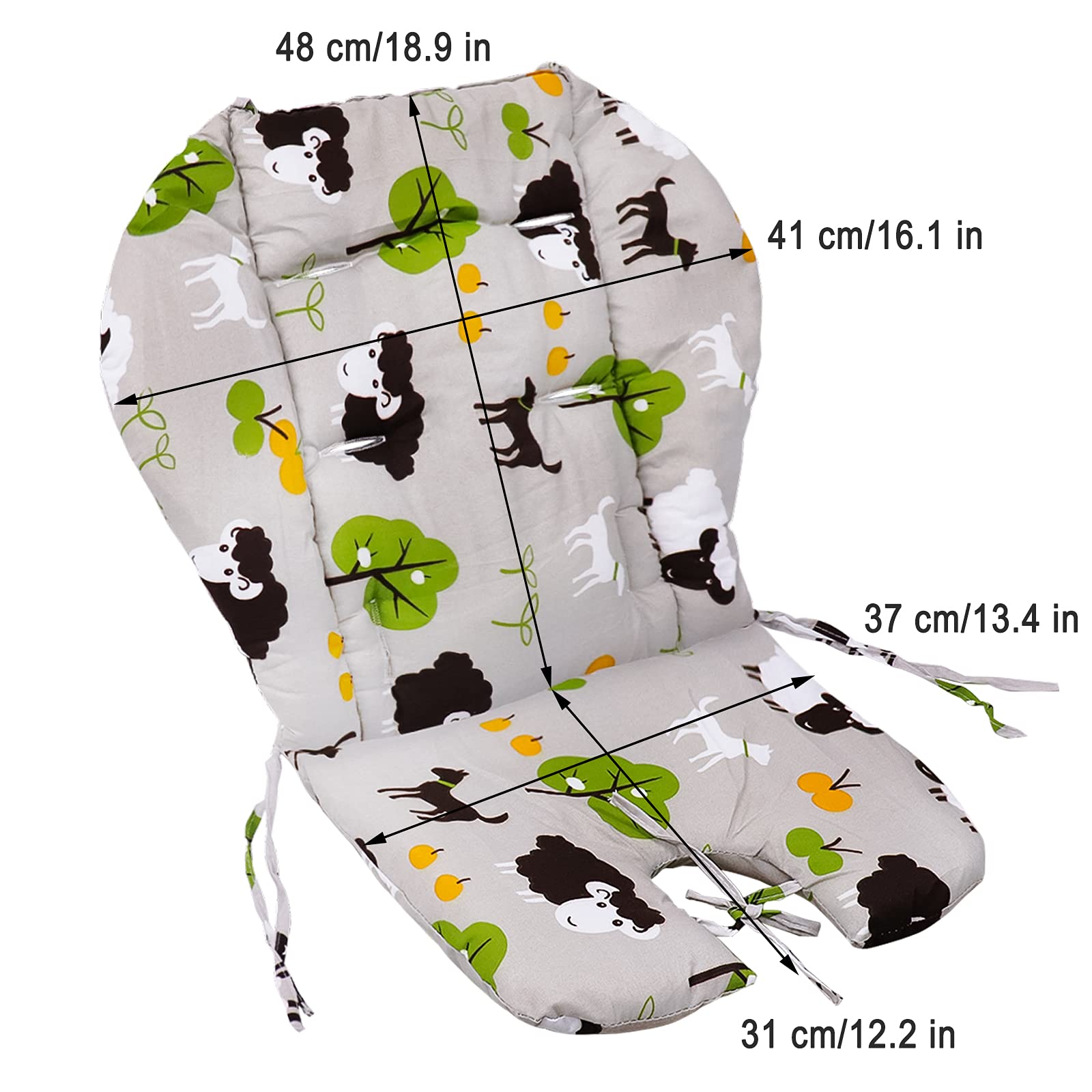 Lomgwumy High Chair Pad,high Chair Cover/seat Cushion, Light and Breathable, Soft and Comfortable, Cute Pattern, Suitable for Most High Chairs, Baby Dining Chairs (Grey Sheep Pattern)