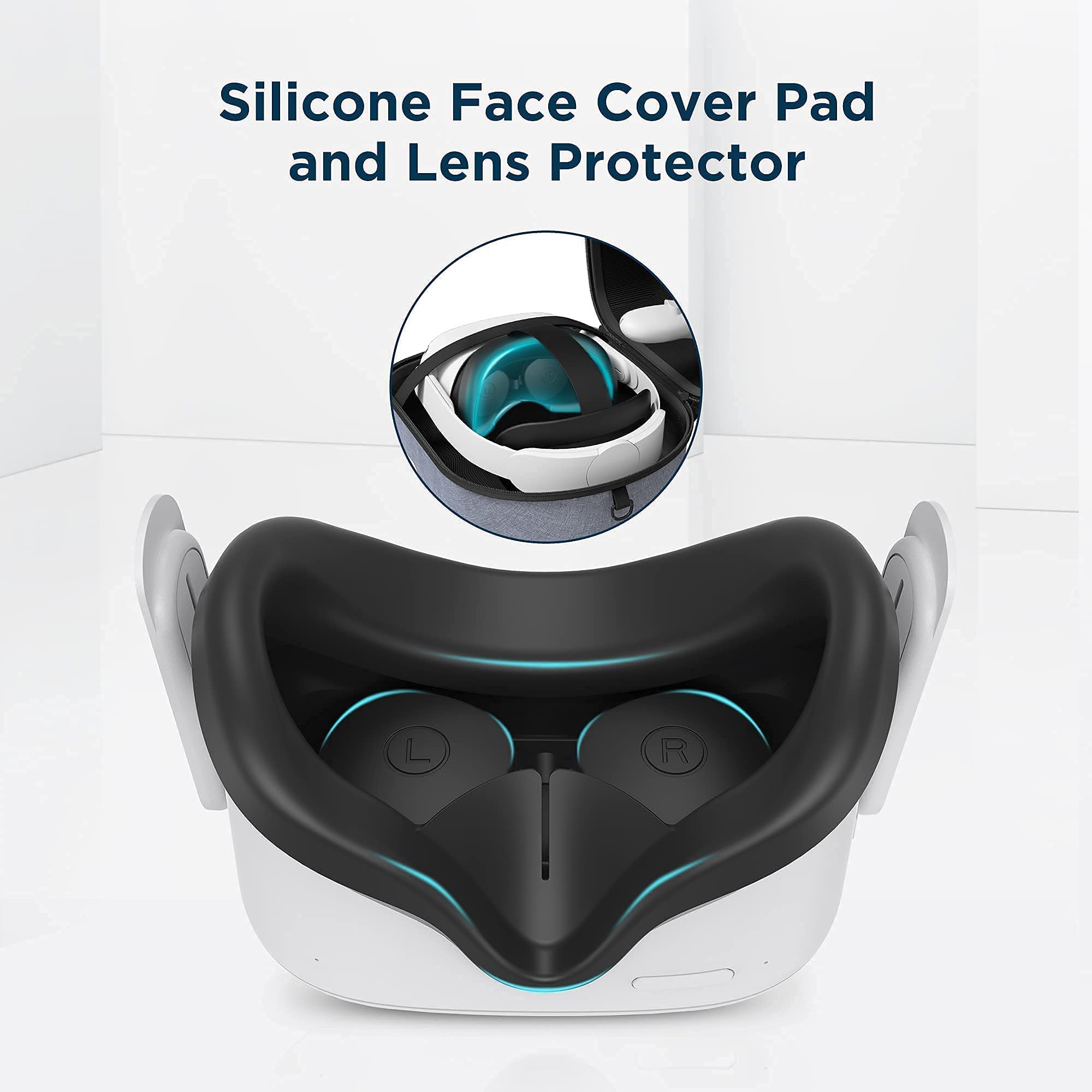 KIWI design Silicone Grip Cover and Protective Hard Case Fit Elite Strap for Quest 2