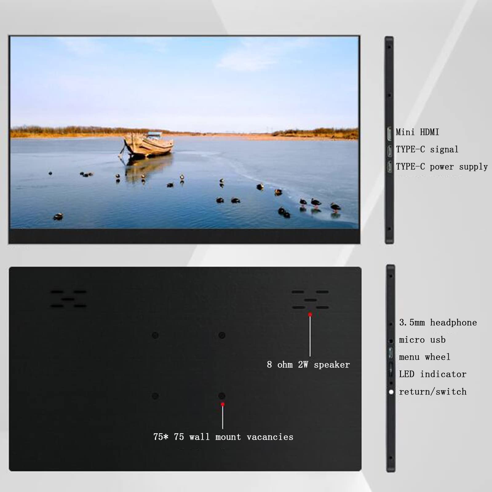 Portable Display IPS15 Inch 60/144/240hz Notebook Expansion Screen 1920 * 1080 Secondary Screen Multi-Function Portable Display (Color : 240hz)