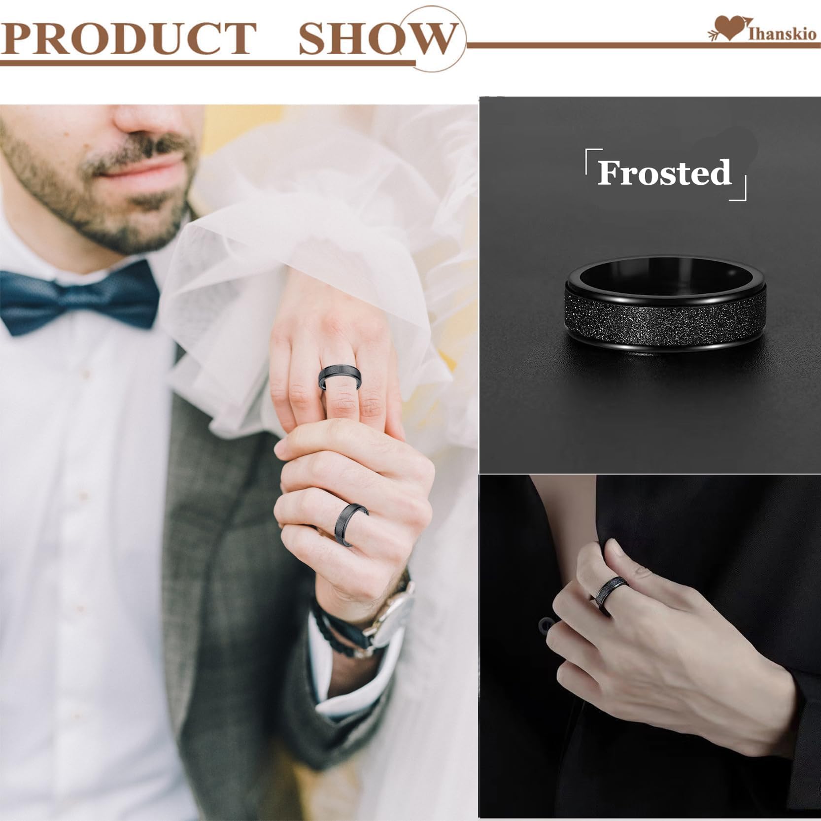 Matching Promsie Couple Rings Black Her Buck His Doe Elk Engraved Matte Engagement Wedding Bands Annivesary Titanium Steel