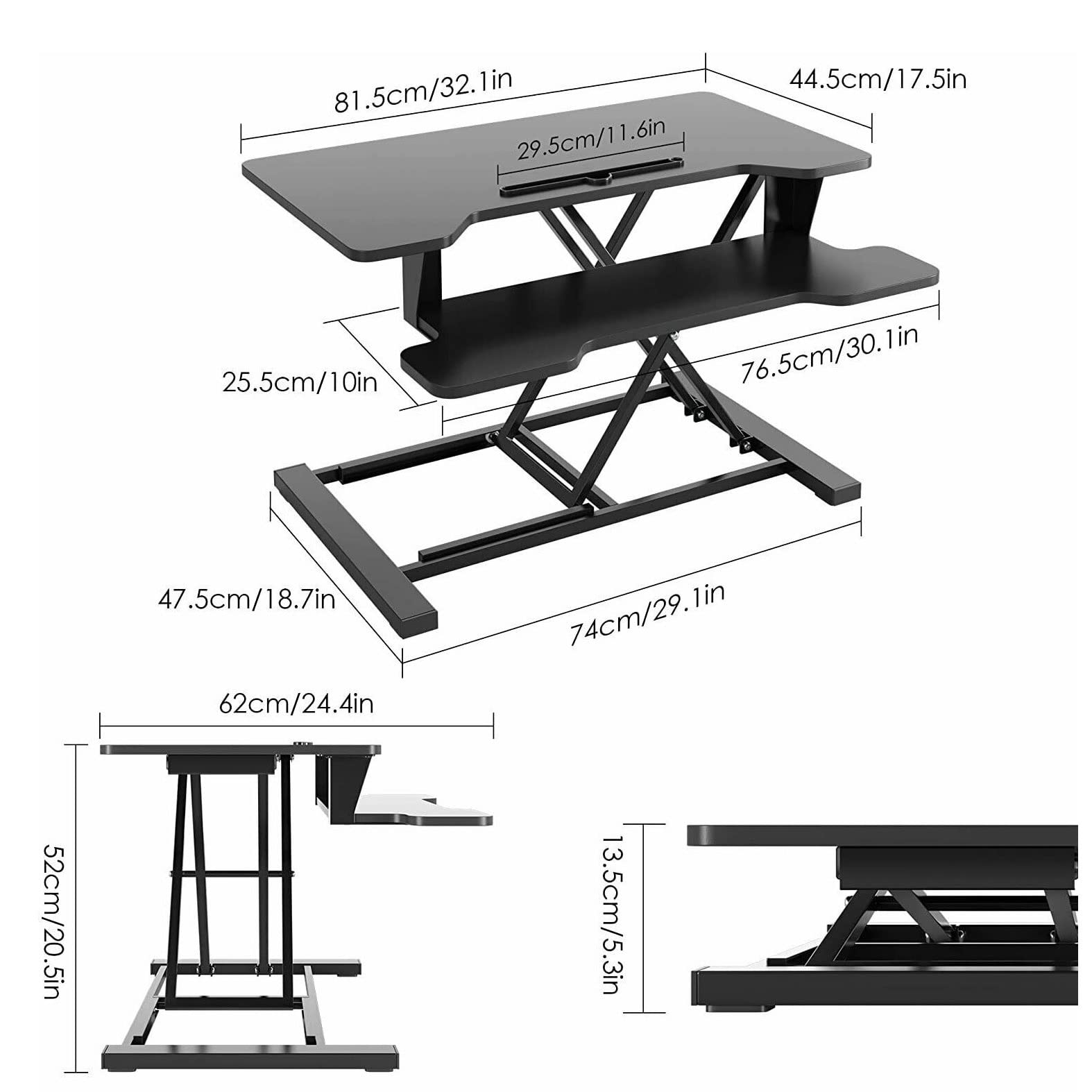 JIMEOG Adjustable Height Sitting Table Foldable Laptop Table Lifting Computer Table Black Sedentary Strong Load-Bearing