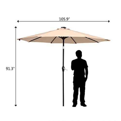 WJZYJ patio umbrella with solar lights Outside Shade patio table umbrellas Windproof patio unbrella's with lights bistro backyard deck balcony patio umbrella solar for patio, lawn & garden