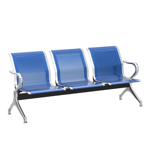 Kinsuite 3-Seat Waiting Room Chairs - Airport Reception Chairs Waiting Room Bench Reception Bench Lobby Bench Seating for Office Business Bank Hospital, Blue