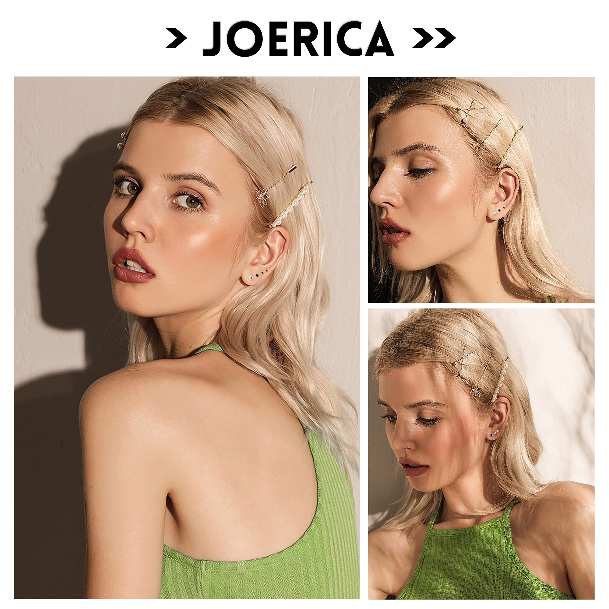 JOERICA 12Pairs 20G Stainless Steel CZ Stud Earrings for Women Men Cartilage Helix 2mm Stud Earrings Set Round Cubic Zirconia Screw Flat Back Stud Ear Piercing