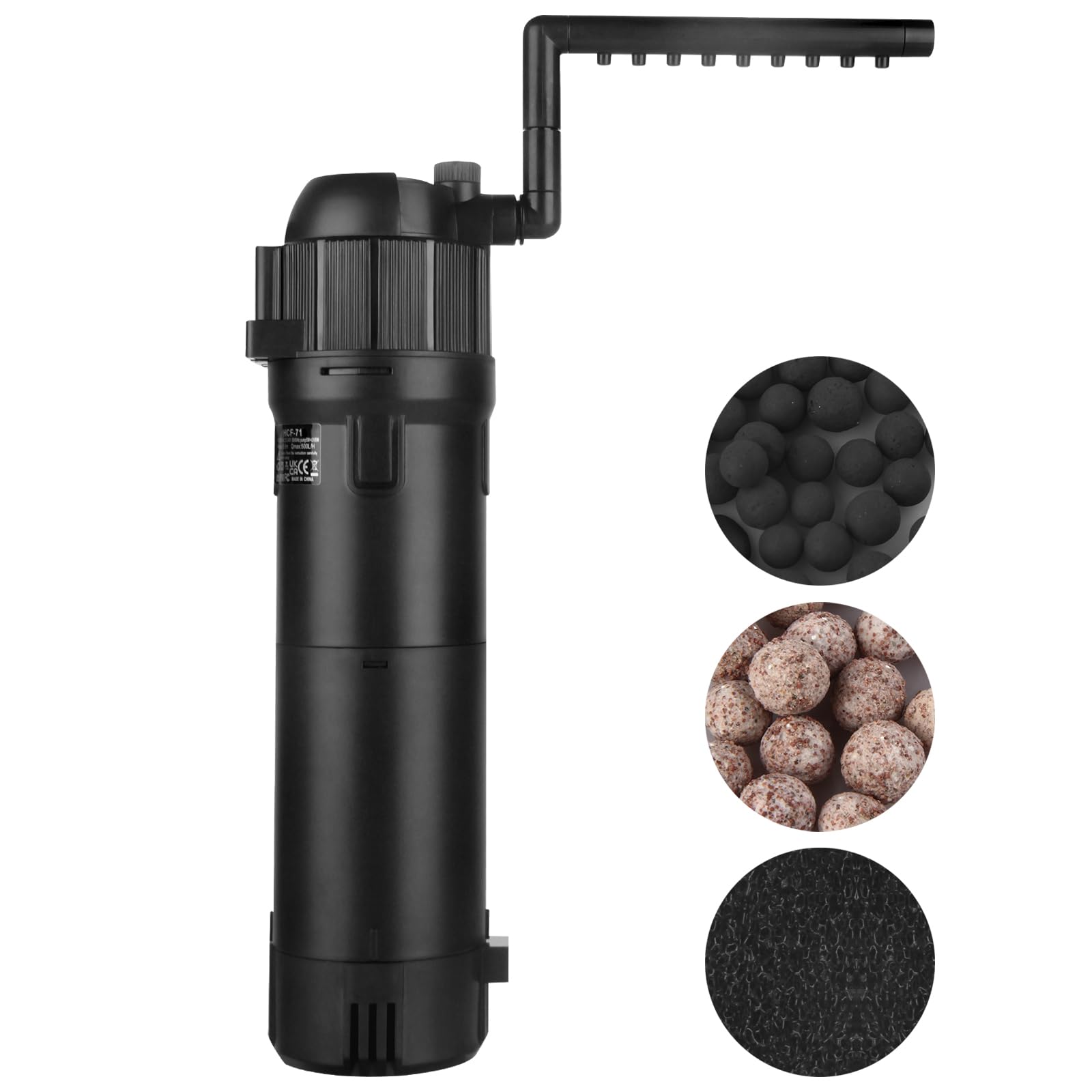 ITIY 3-Stage Aquarium Filter in-Tank Filter Internal Filter Fish Turtle Filter for 40-100 Gallon Fish Tanks with Aeration/Rainfall Modes, Flow Rate and Direction Adjustable
