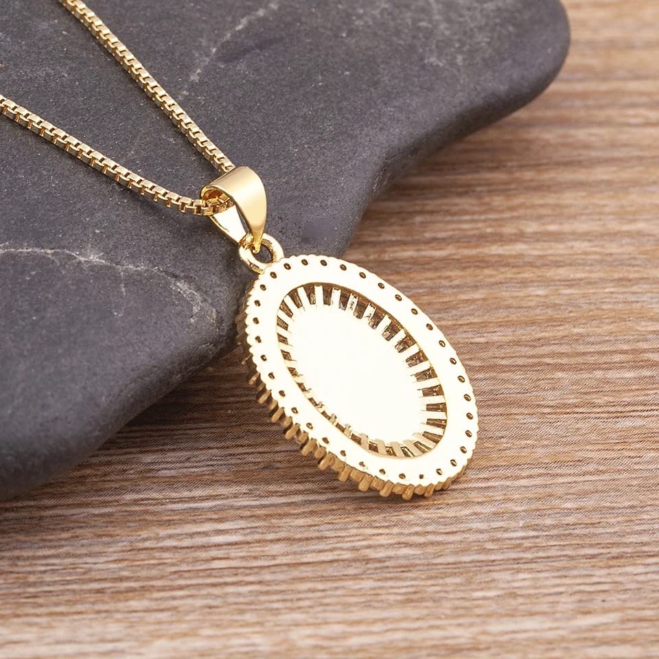 Luxury Gold Plated Long Chain Virgin Mary Pendant Necklace