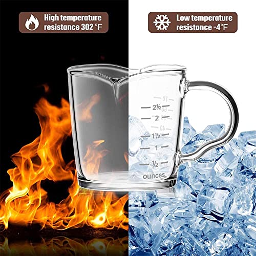 NCnnwovf Espresso Shot Glasses 70ML Triple Pitcher Barista Double Spouts With Pouring Handle (2)