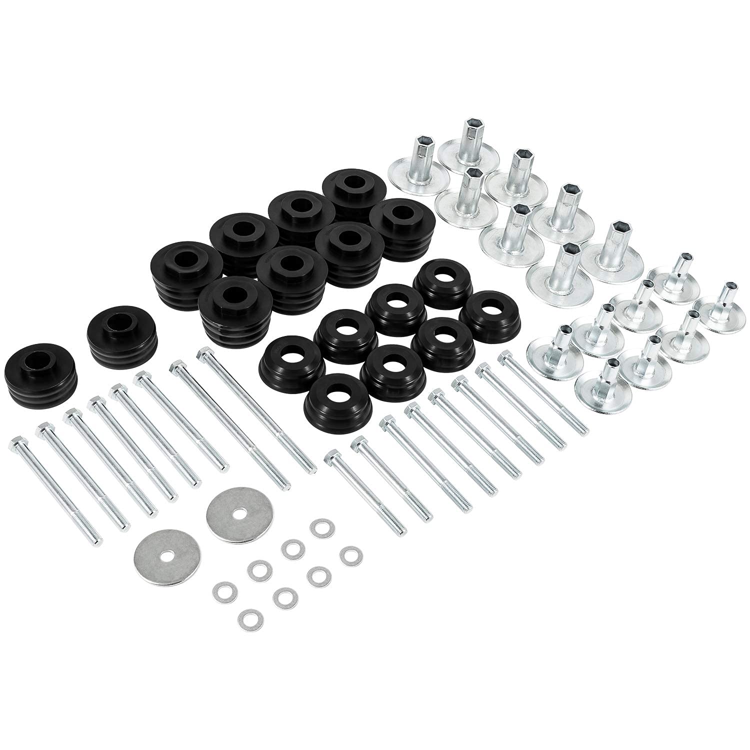 KF04060BK Body Mount Bushing Kit Fits for Ford F250 F350 Super Duty 2008-2016 2WD 4WD Polyurethane Body Cab Mounts & Steel Sleeves & Hardware (Black)