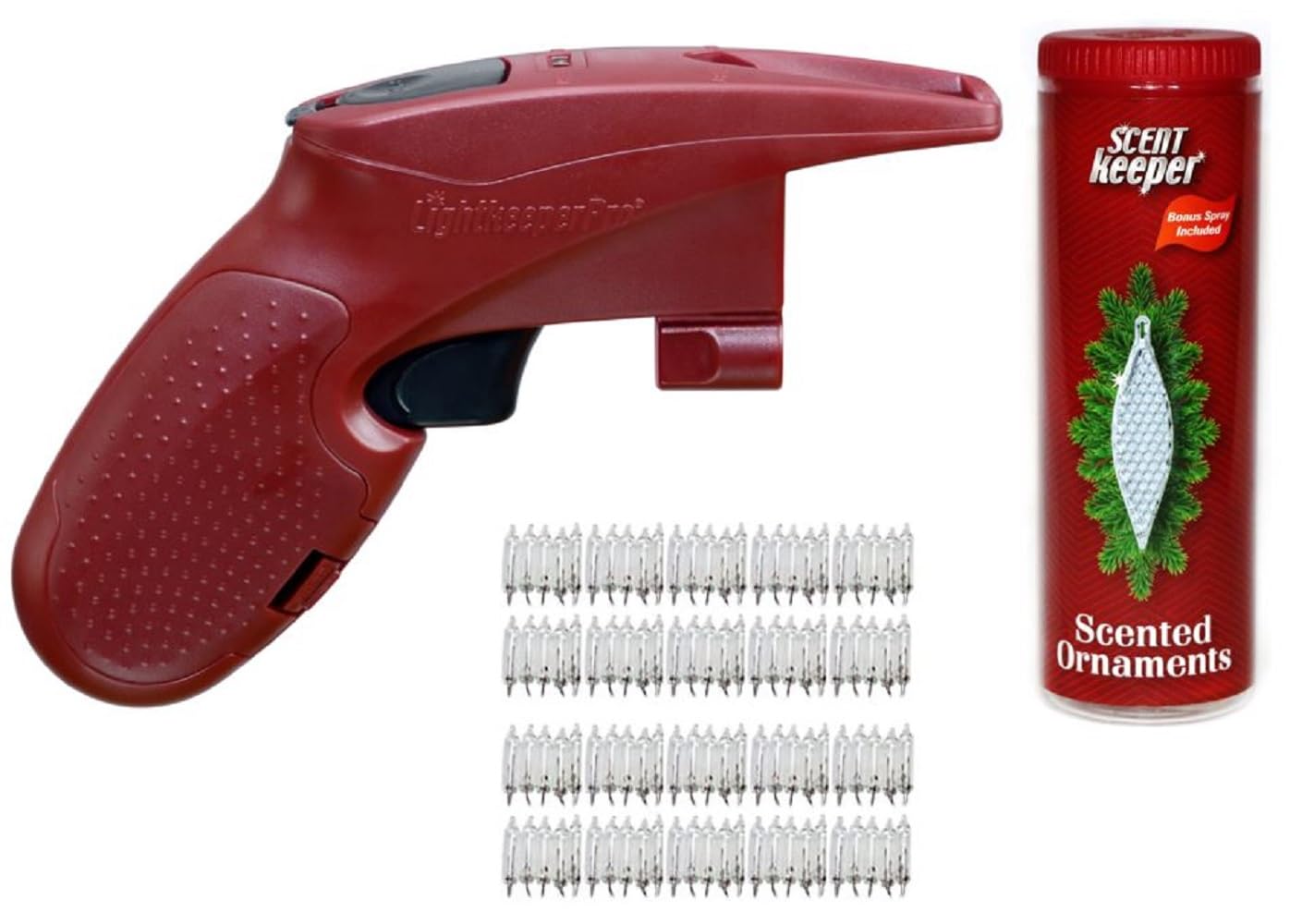 LightKeeper Pro® - The Complete Tool for Fixing Incandescent Light Sets Plus ScentKeeper Scented Ornaments + ½ Ounce of Pure Oil Spray for Your Tree and 100 Clear Replacement Bulbs (2.5v/170ma)