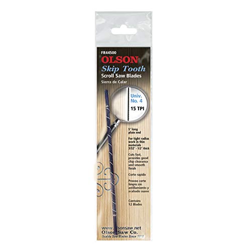 OLSON SAW FR44500 Skip Tooth 5-Inch x 0.015-Inch 15 TPI Scroll Saw Blade