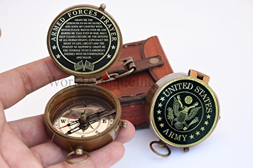 WOANIN U.S Army Gift, U.S Air Force, Engraved Navy Compass, Navy Gift, Navy Brass Compass, Retirement Gift, Personalized Compass, Antique Compass (U.S Army)